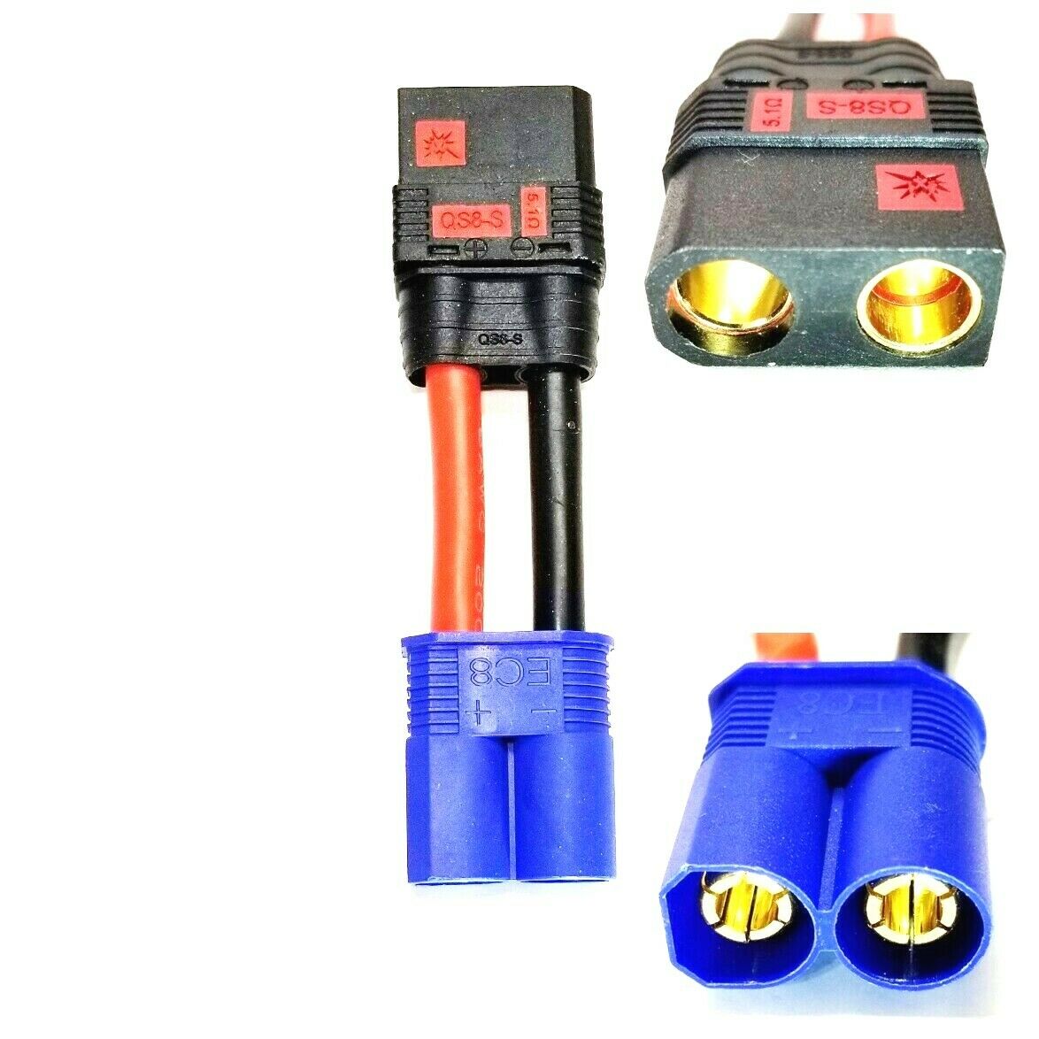 QS8 Female to EC8 Male Antispark Single Adapter Cable — QS Connector